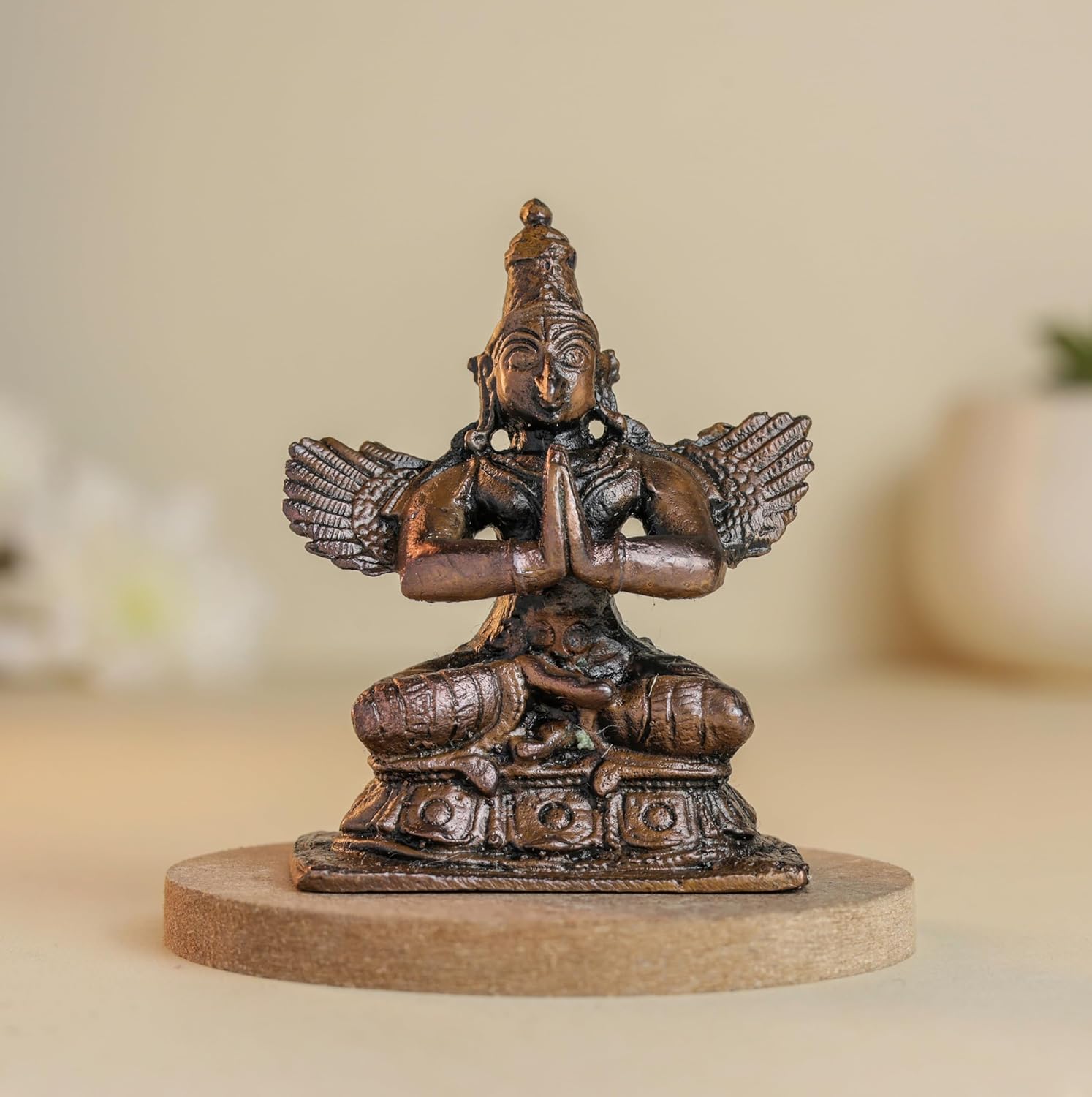 Sitting Garuda 120gm | 2-Inch Handmade Copper Idol | Patina Antique Fi ...